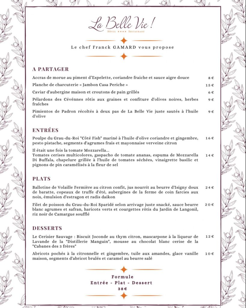 DÉCOUVREZ LE MENU DU RESTAURANT LA BELLE VIE - Jambon Casa Periche